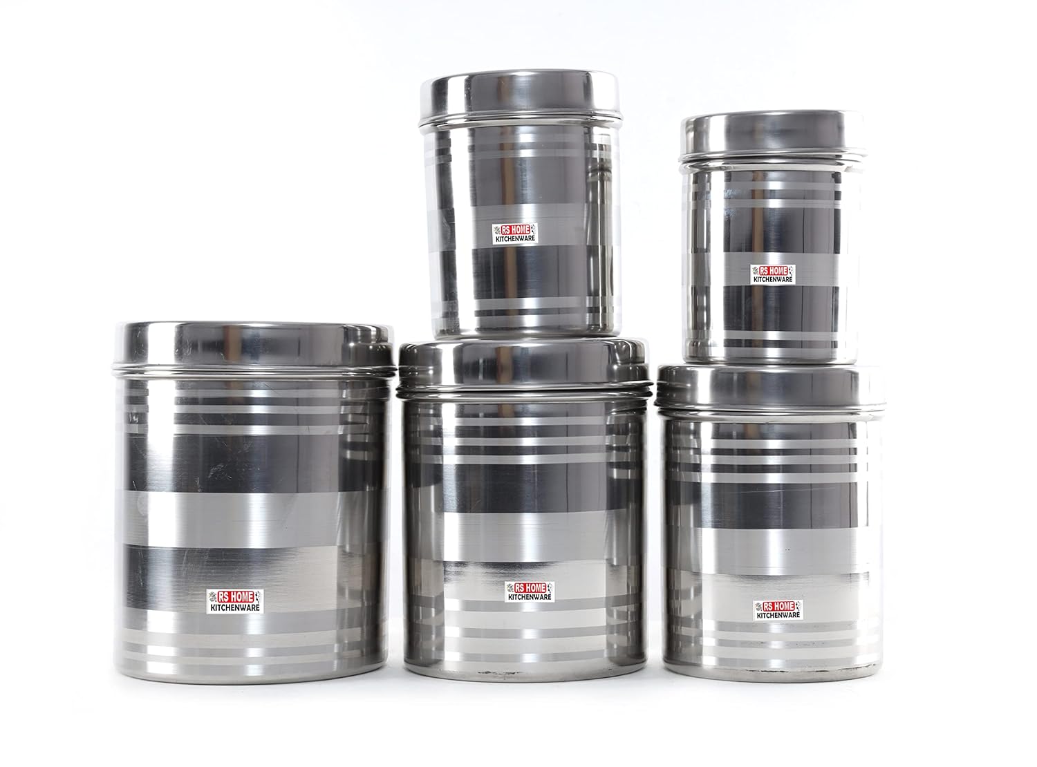 Buy R S Home Kitchenware Stainless Steel Dibba Set | 5 Pcs Steel Dabba ...