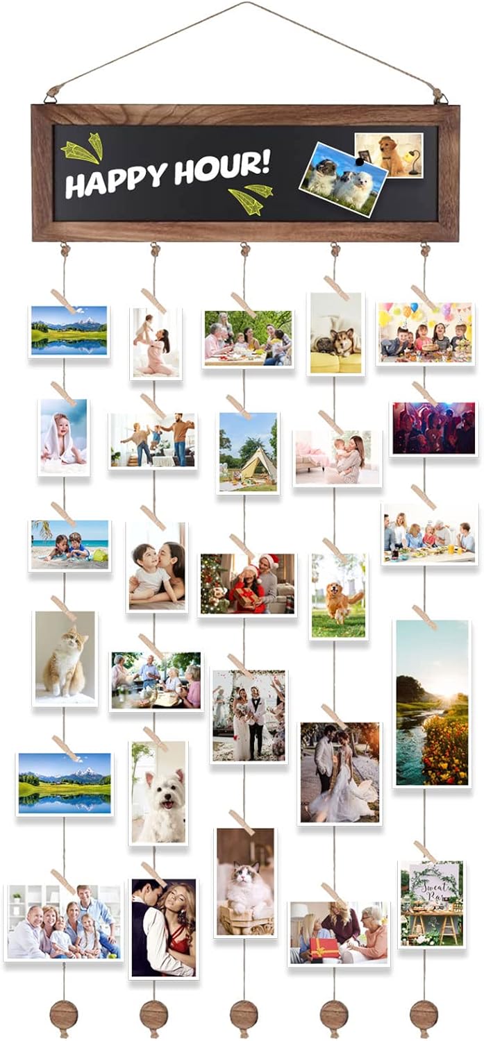 Wall Hanging Picture Display, Hanging Photo Display with 30 Clips ...