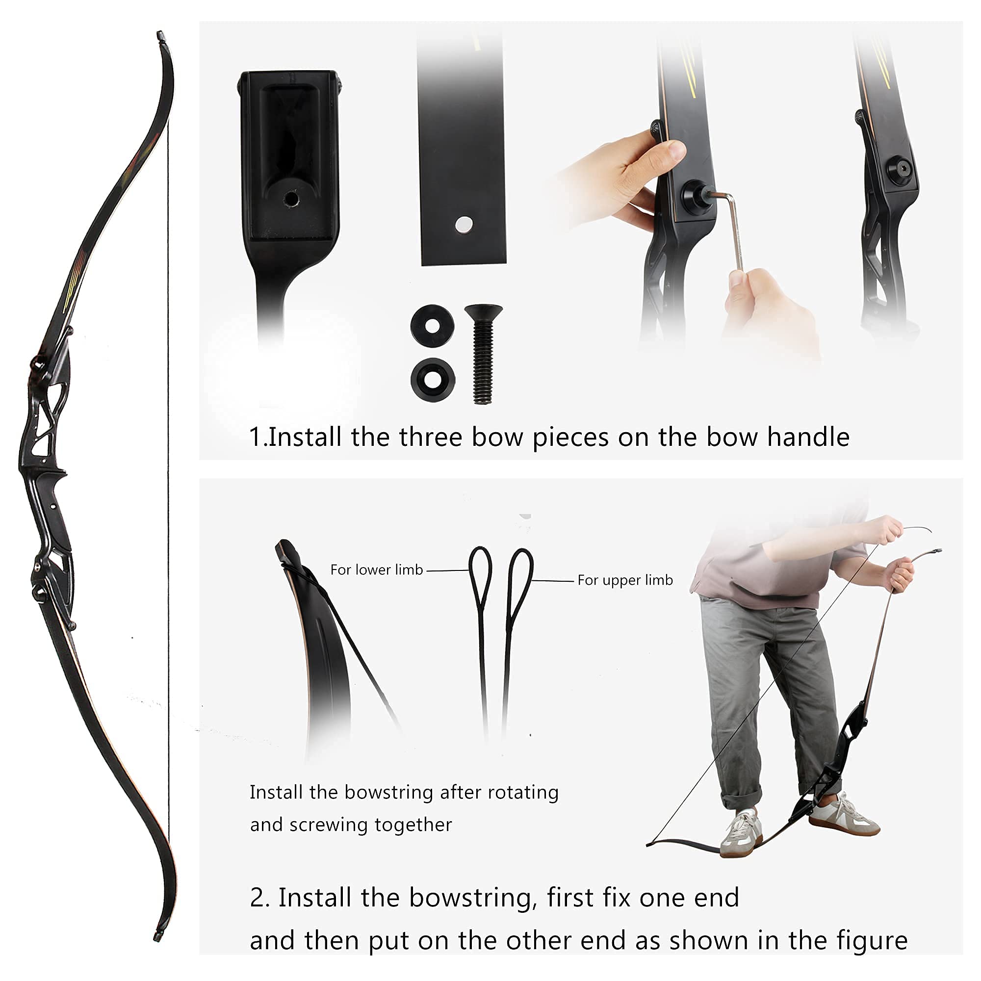 The7boX Archery Takedown Recurve Bow 30 lbs,Bow and Arrow Set for Adult ...