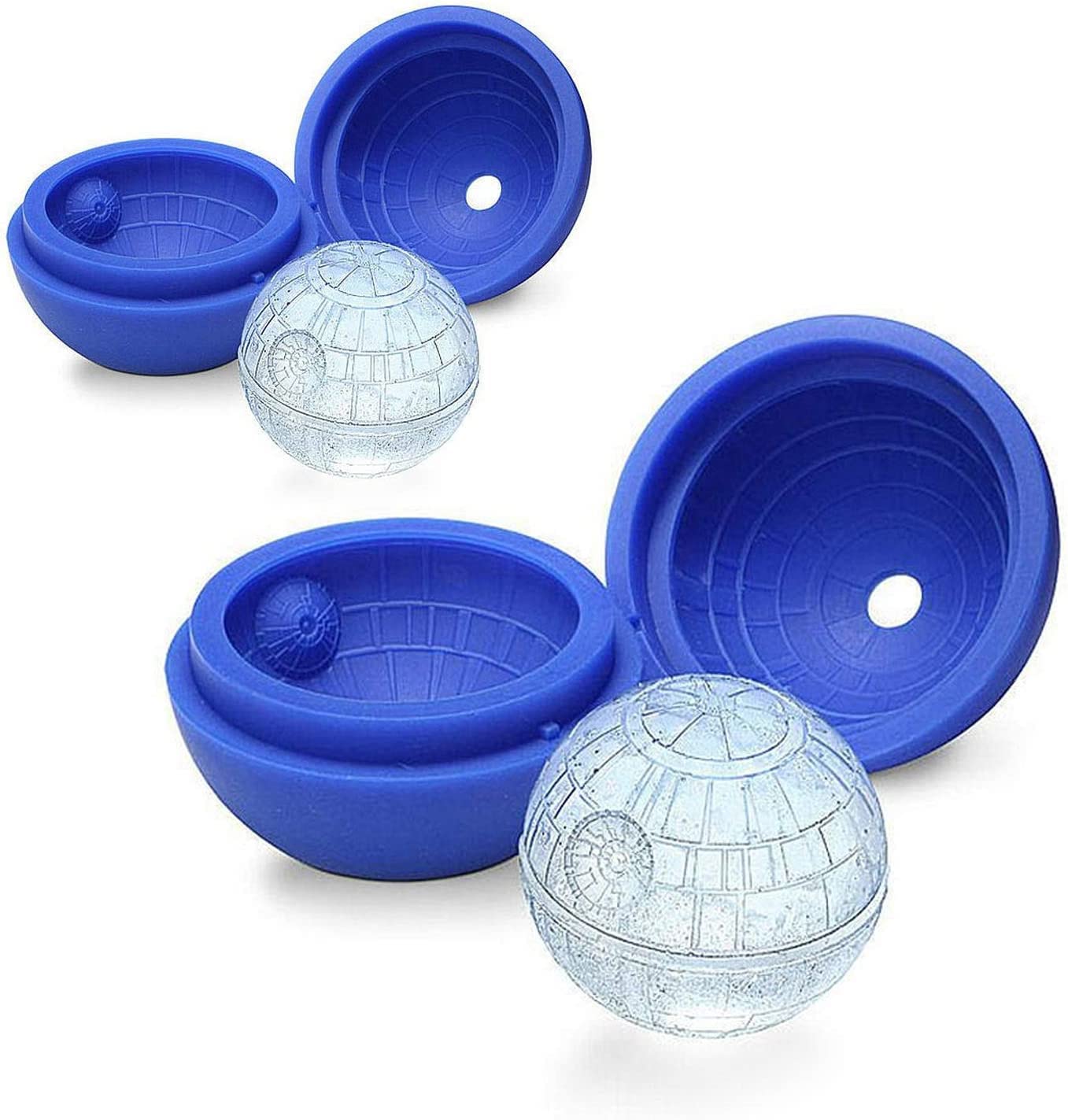 Buy 2 Pack 3D Death Star Wars Silicone Ice Cube Moulds, Death Star Ice ...