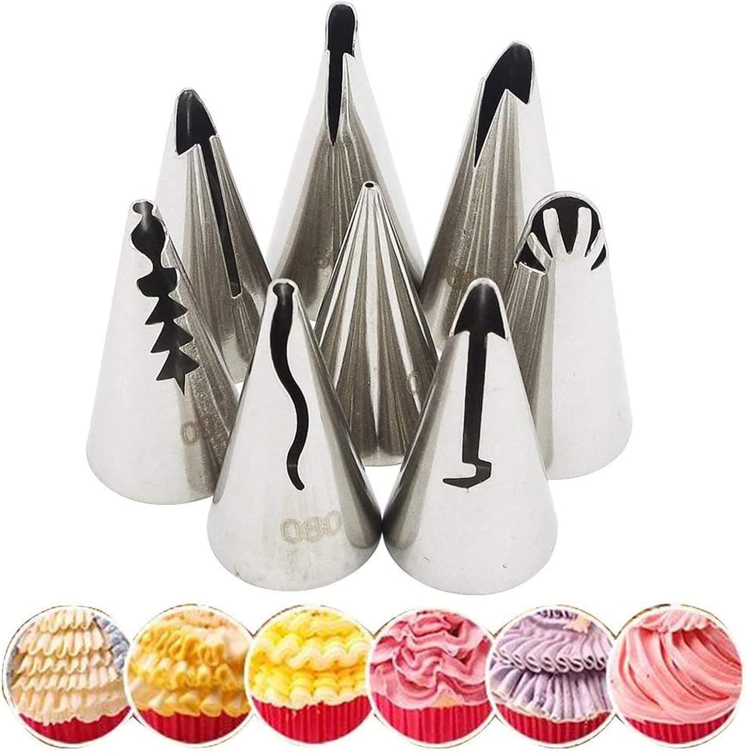 RoseFlower 7 PCS Skirt Piping Tips Set - Stainless Steel Piping Nozzles ...