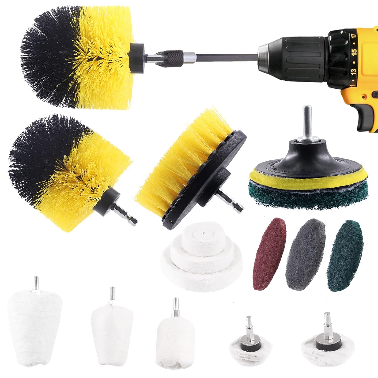 Swpeet 16Pcs 2" 3" 4" Cotton Buffing Pad Polishing Wheel and Drill ...