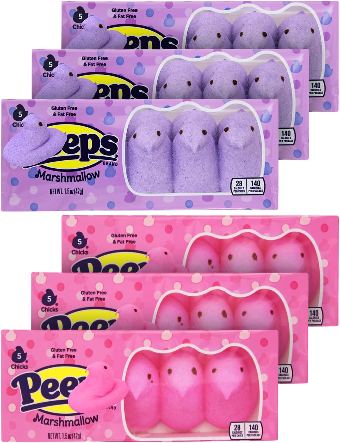 Amazon.com : PEEPS Easter Marshmallow Chicks, Variety Pack, 10 Count ...