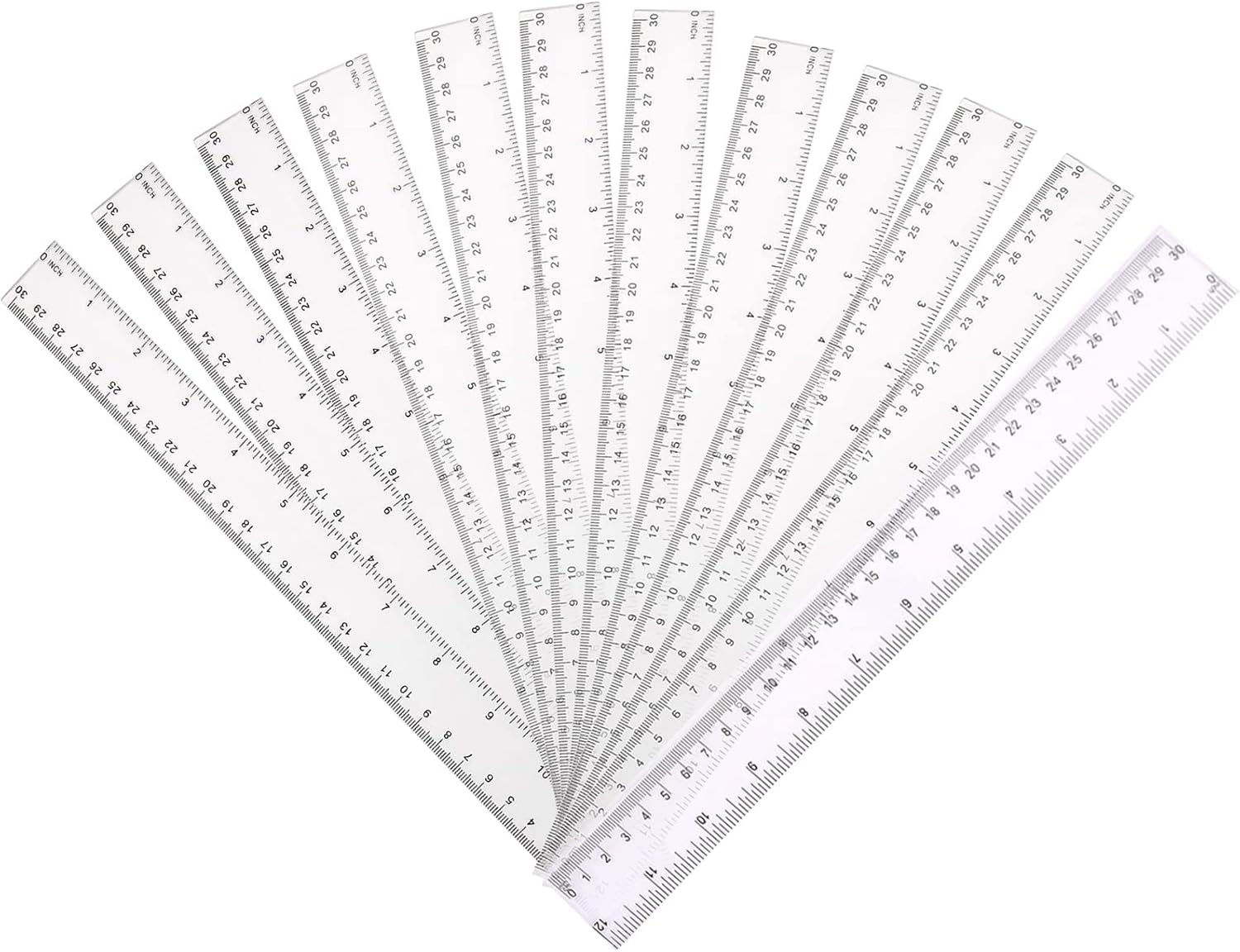 12Packs Clear Plastic Ruler 30cm/12inch Transparent Ruler Shatterproof ...