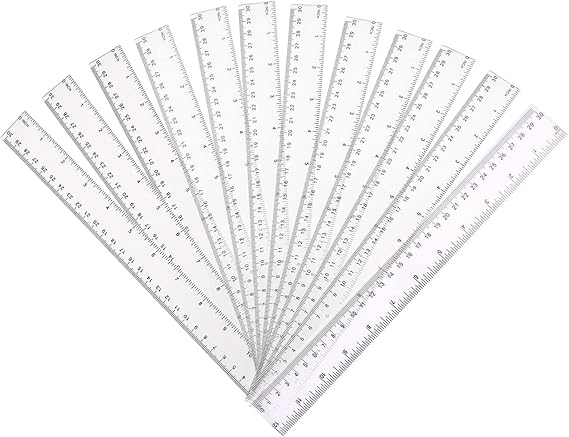 12Packs Clear Plastic Ruler 30cm/12inch Transparent Ruler Shatterproof ...