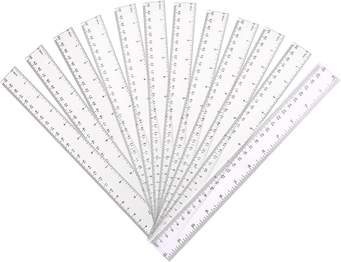 12Packs Clear Plastic Ruler 30cm/12inch Transparent Ruler Shatterproof ...