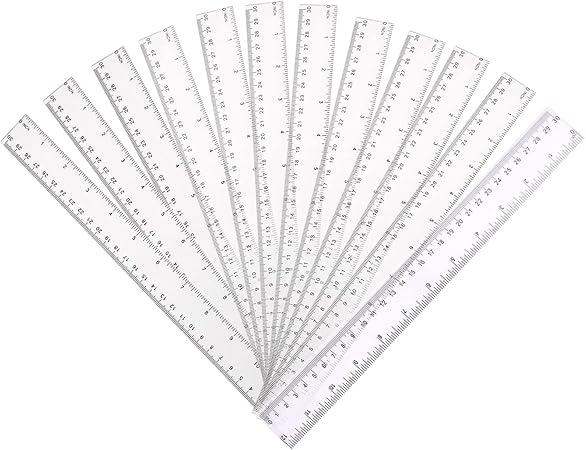 12Packs Clear Plastic Ruler 30cm/12inch Transparent Ruler Shatterproof ...