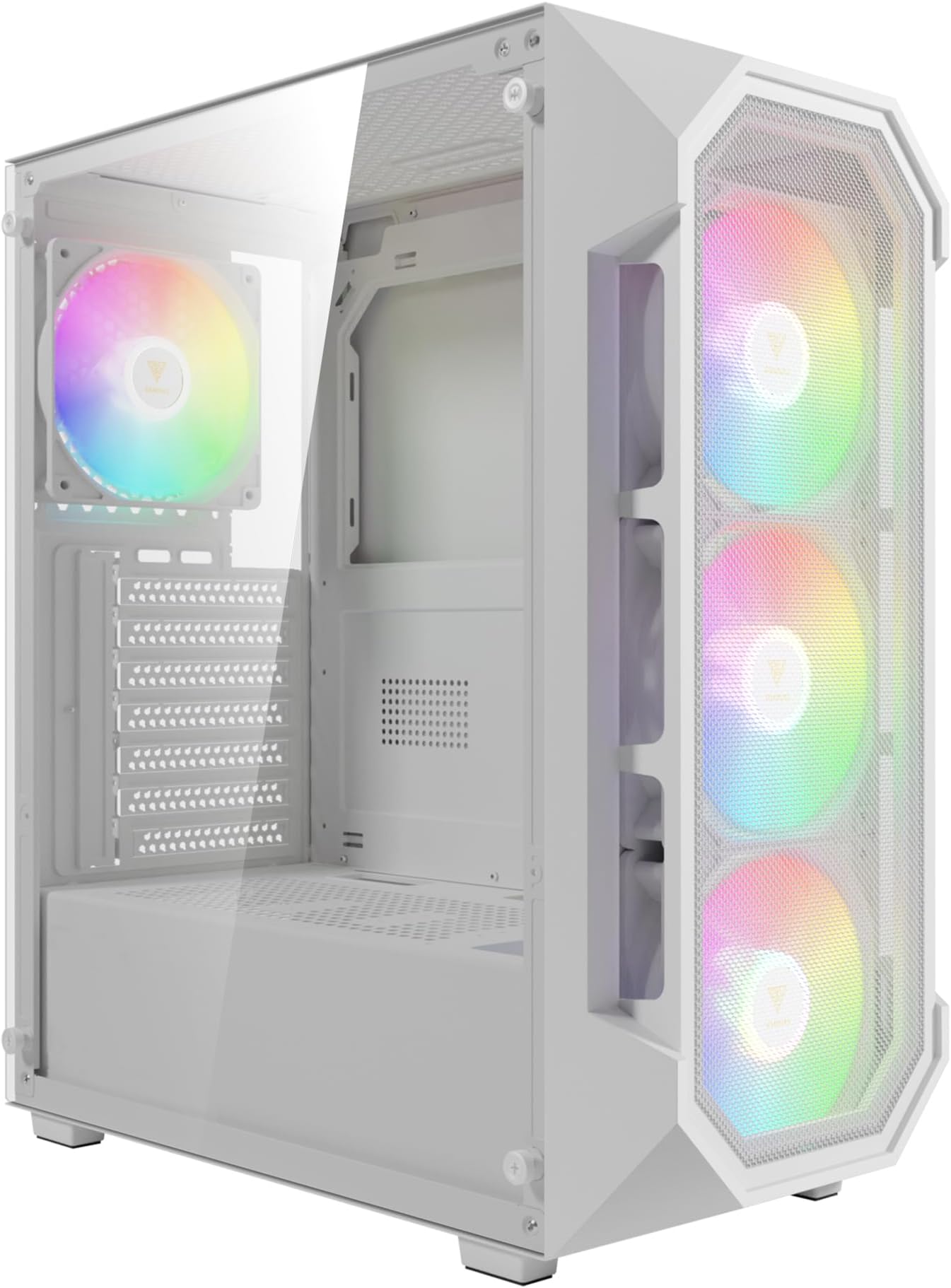 GAMDIAS White ATX Mid Tower Gaming Computer PC Case with Side Tempered ...
