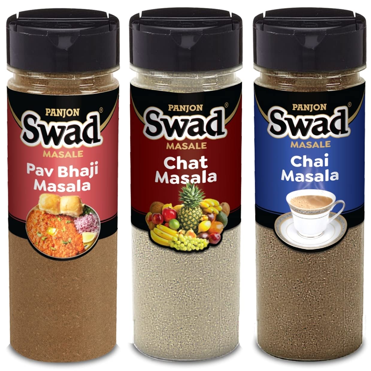 Amazon.com : Panjon Swad Pav Bhaji Masala, Chat Masala & Chai Masala ...