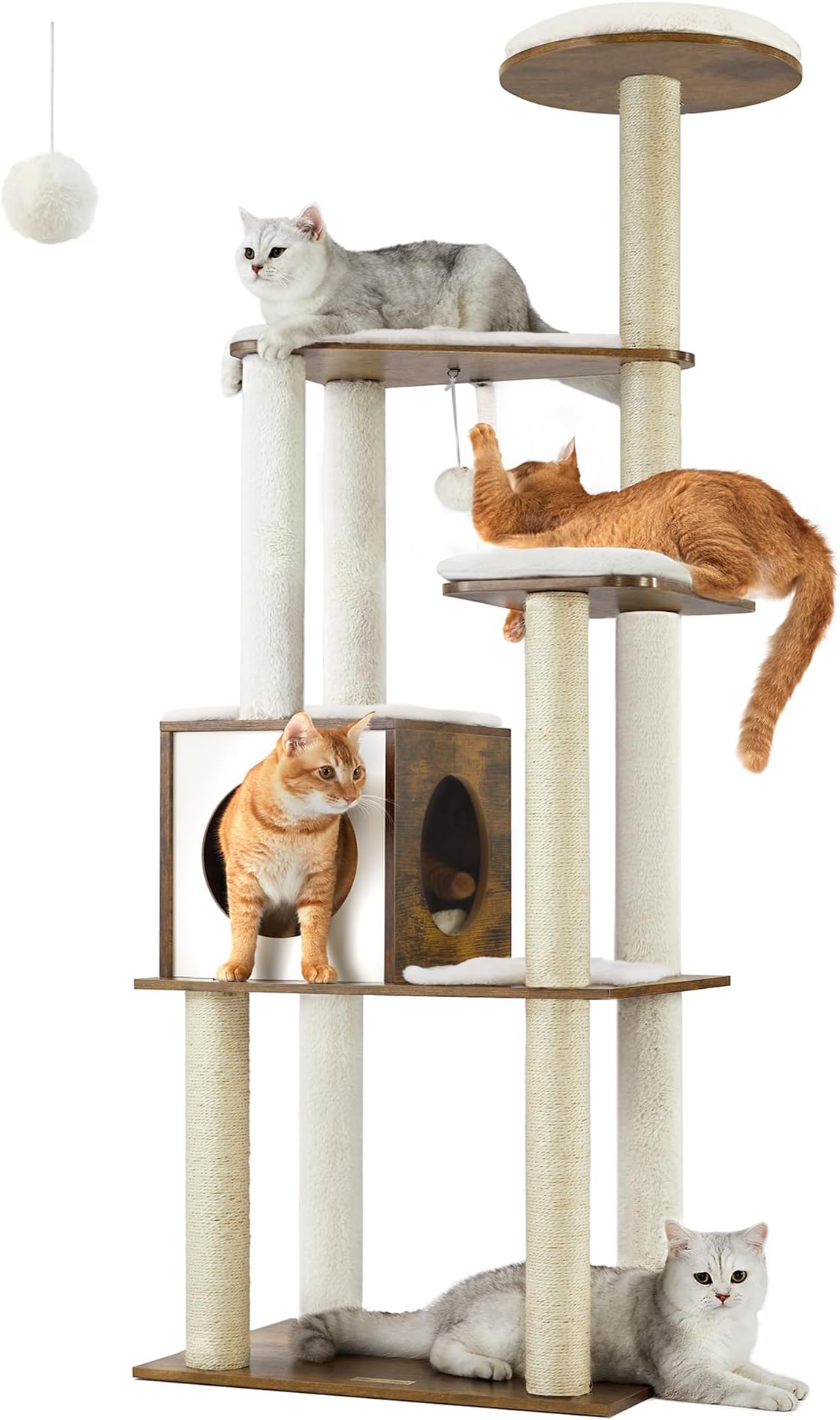 Amazon.com: Sthdofrpaits Modern Wooden Cat Tree Tower for Indoor Cats ...