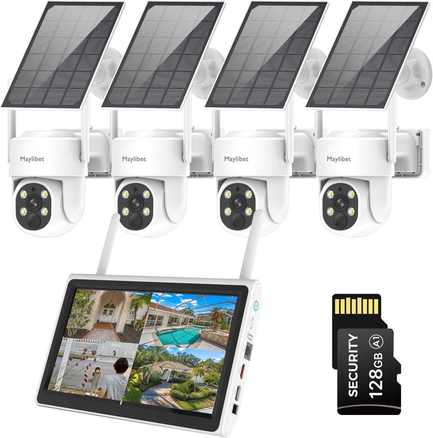 Amazon.com : Maylibet 10 Channels Expandable Solar Security Cameras ...