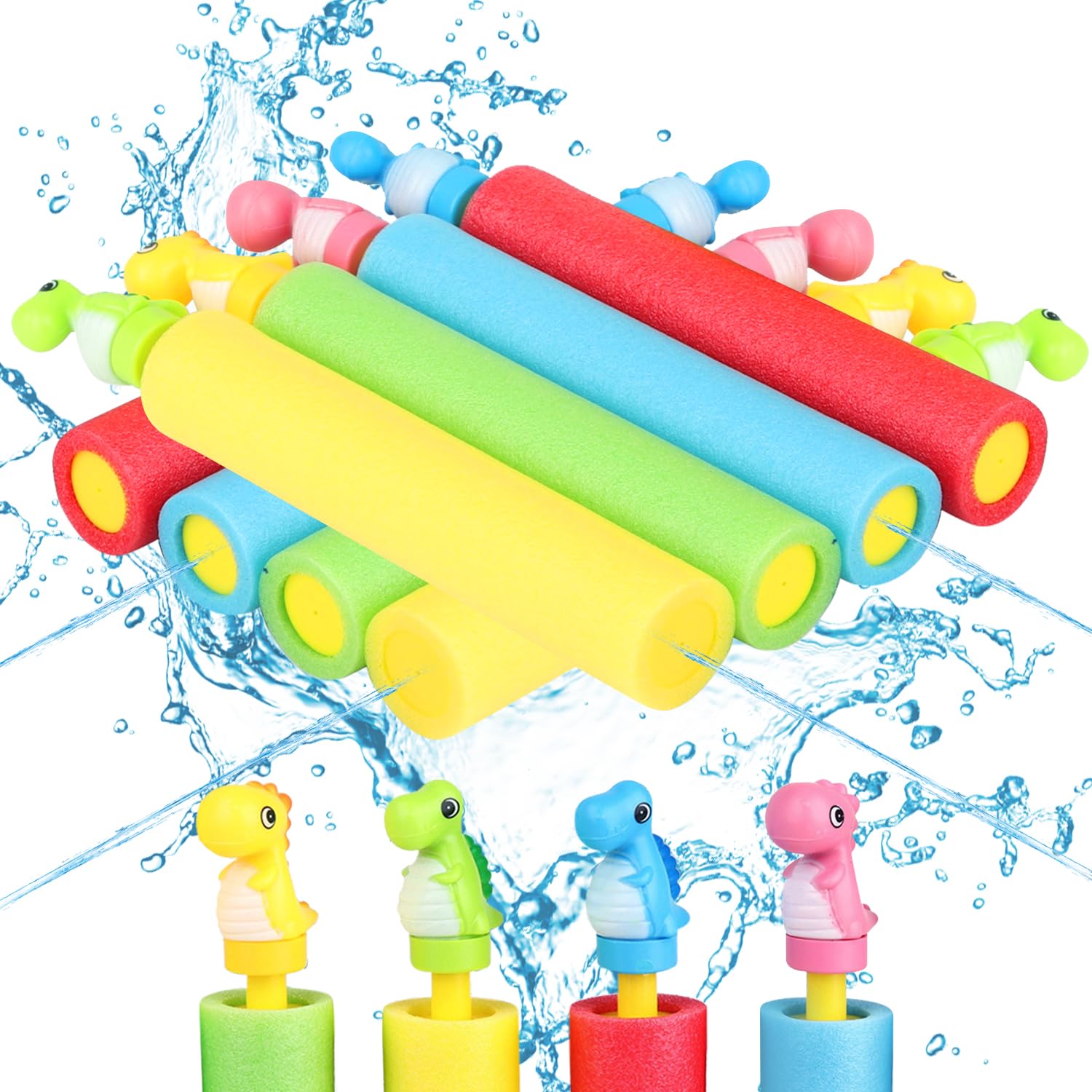 Water Pistols for Kids 8 PCS Foam Water Squirter Toy Pistol Water ...