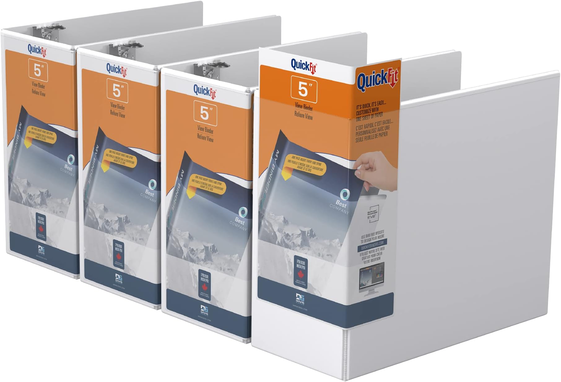 QuickFit View Binder, 3-Ring Binder for School or Office, D Ring, White ...