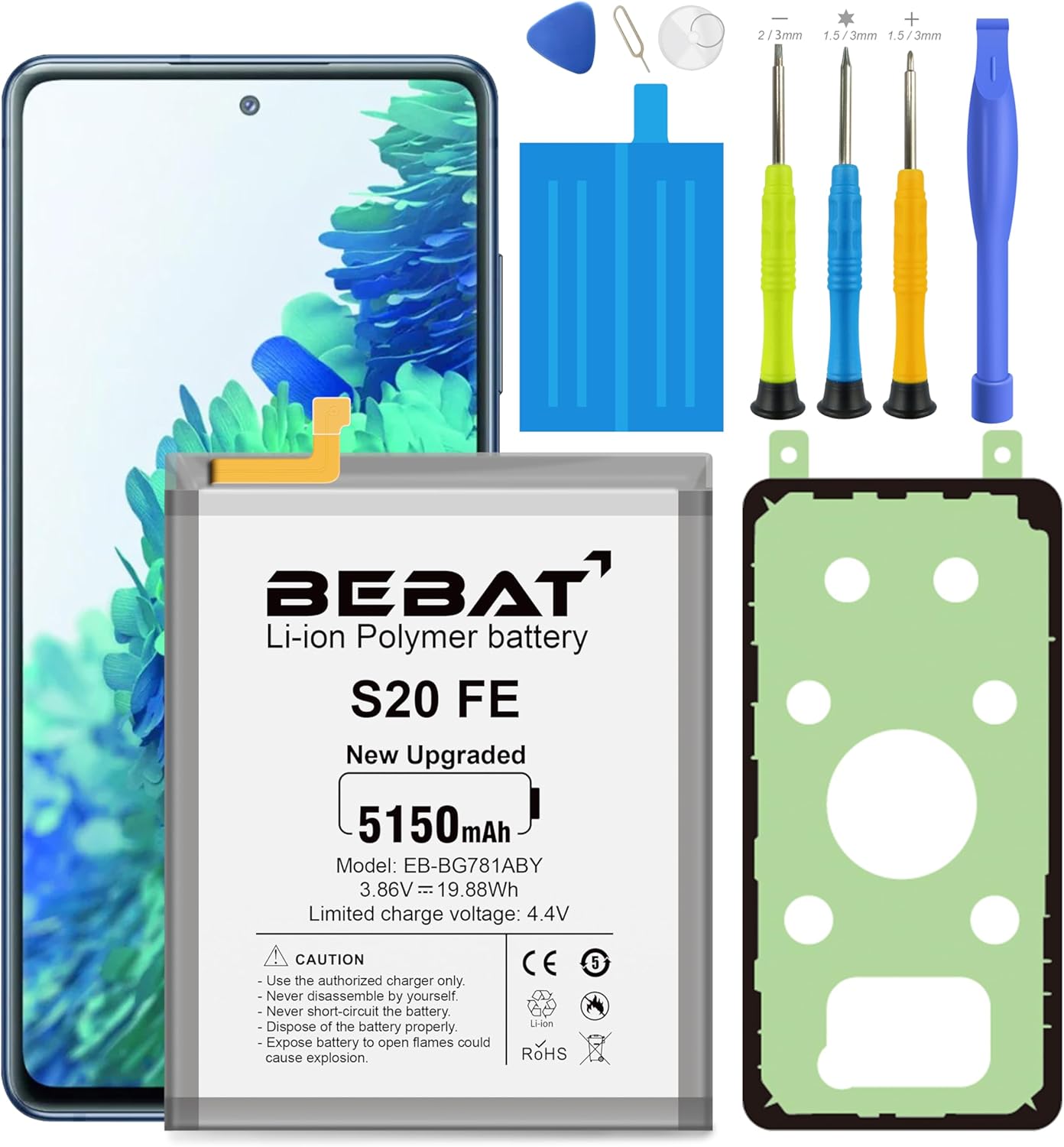 BEBAT Replacement Battery for Samsung Galaxy S20 FE 5G,5150mAh High Capacity 0 Cycle Lithium ...