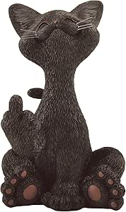 JFSM INC. Catitude - Whimsical Cat Raising Middle Finger Figurine ...
