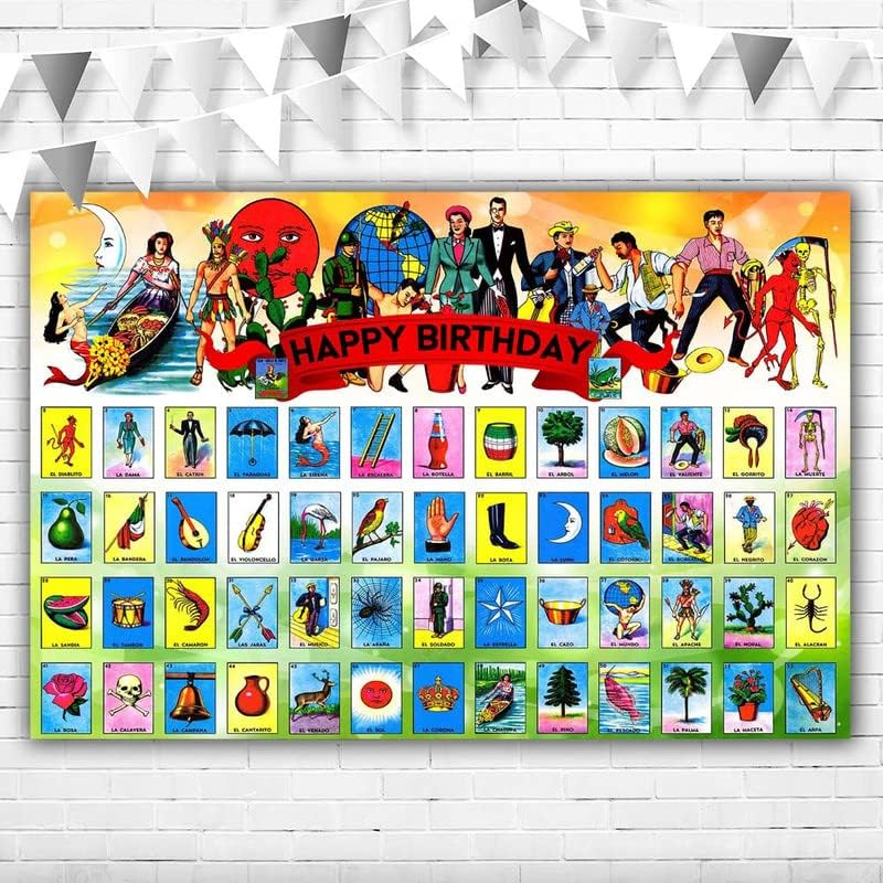 Amazon.com : Loteria Party Decorations Banner 5x3ft Happy Birthday ...