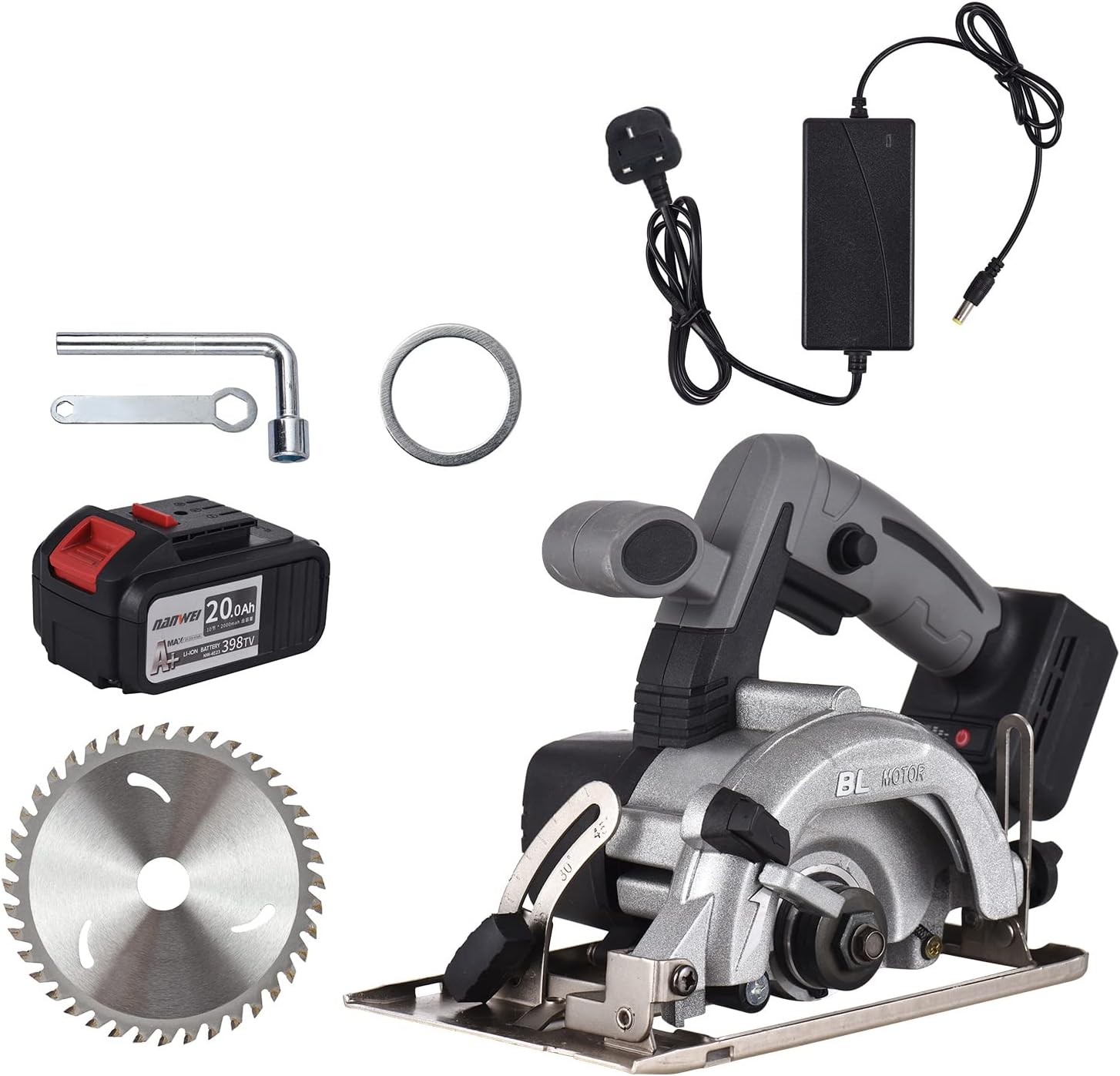 21V Cordless Brushless Circular Saw 7800RPM 4.0Ah Battery Fast 45 ...