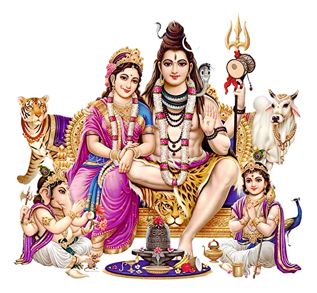 Akki Wold Bhagwan Mahakal Shiv Parivar Wall Sticker for Pooja Room ...