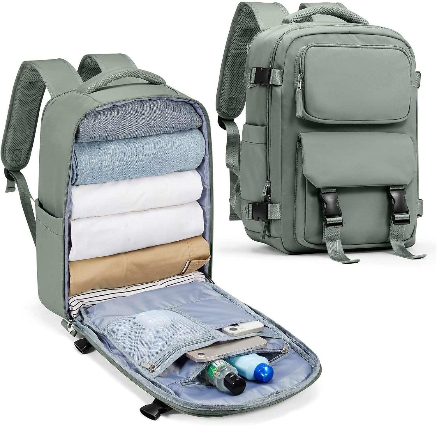 Amazon.com: SEAFEW Military Green Travel Backpack for Women,Carry on ...