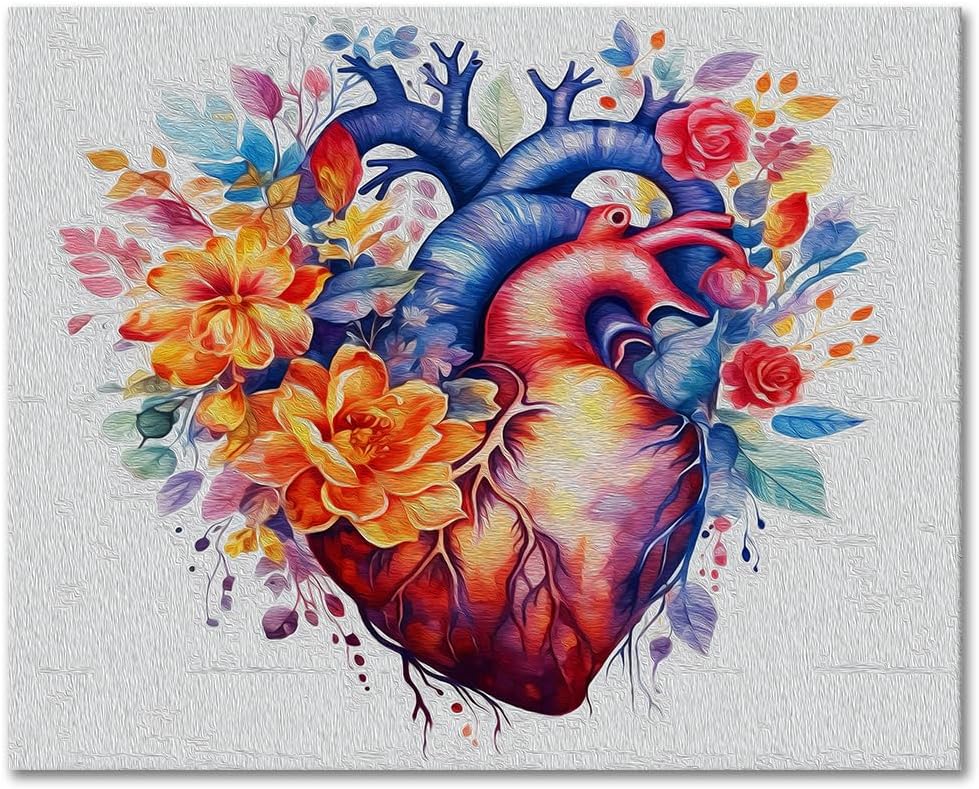 Amazon.com: Rebotipy Paint by Numbers for Adults, Human Heart Paint by ...