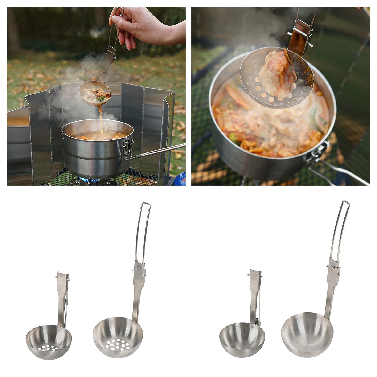 Amazon.com: 2Pcs Foldable Soup Ladle Spoon, Hot Pot Camping Dinnerware ...
