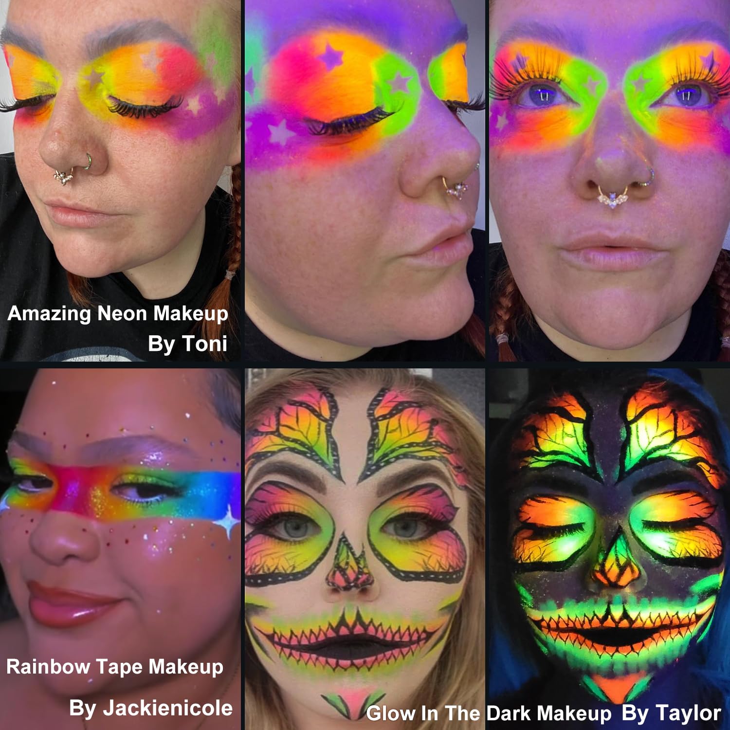 Neon Makeup In Dark DE'LANCI Neon Eyeshadow Palette Glow In The