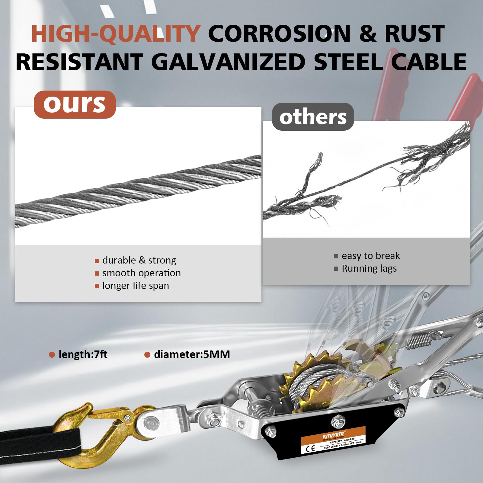 Snapklik.com : Come Along Winch Tool Heavy Duty, 2T Cable Winch Puller ...