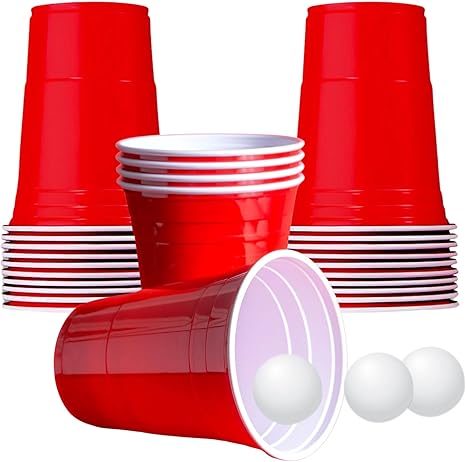 AmazCups Red Disposable Party Cups -16oz Large Red Plastic Cups and ...