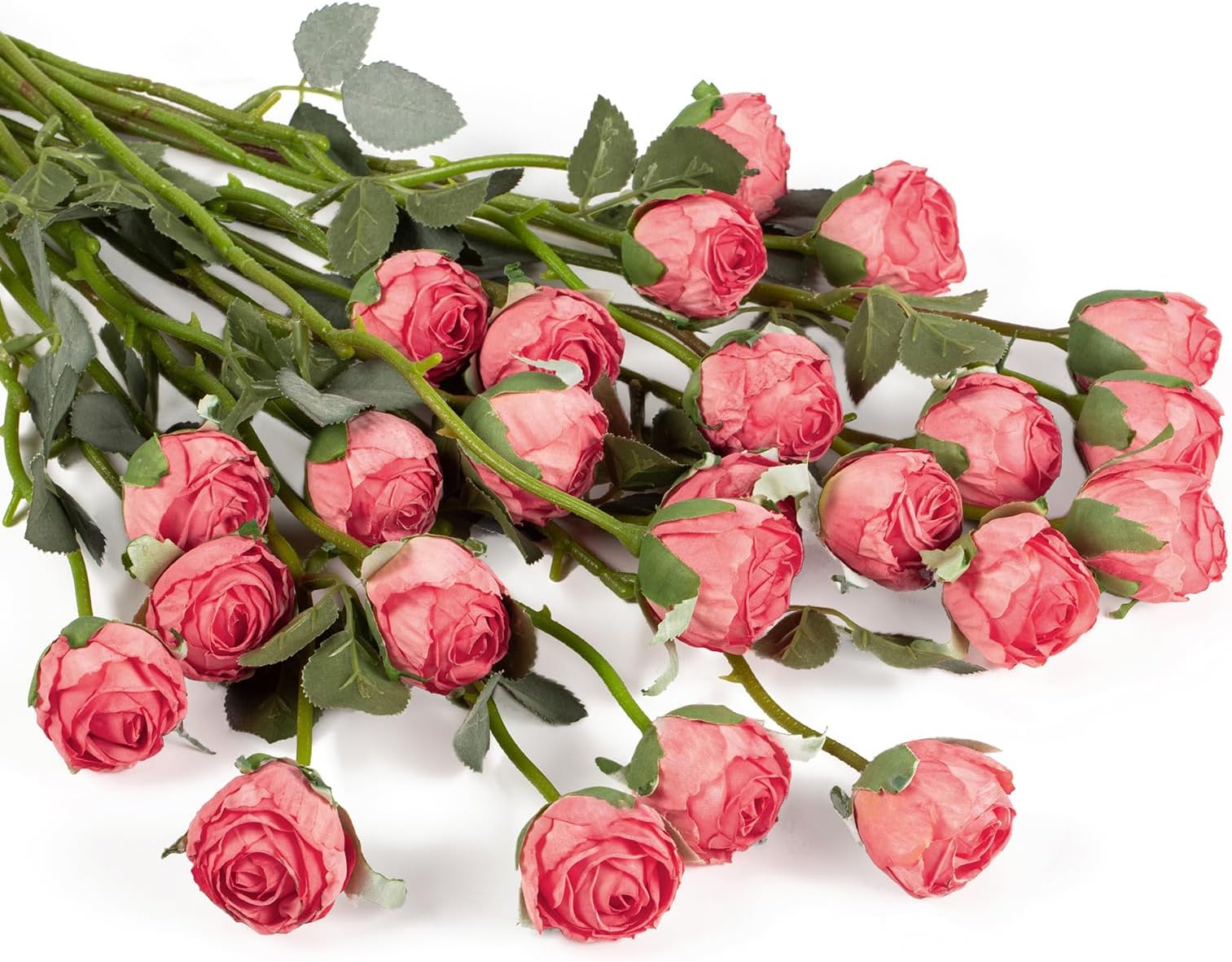 Amazon.com: Houda Pack of 4, Artificial Silk Fake Flowers Rose Floral ...