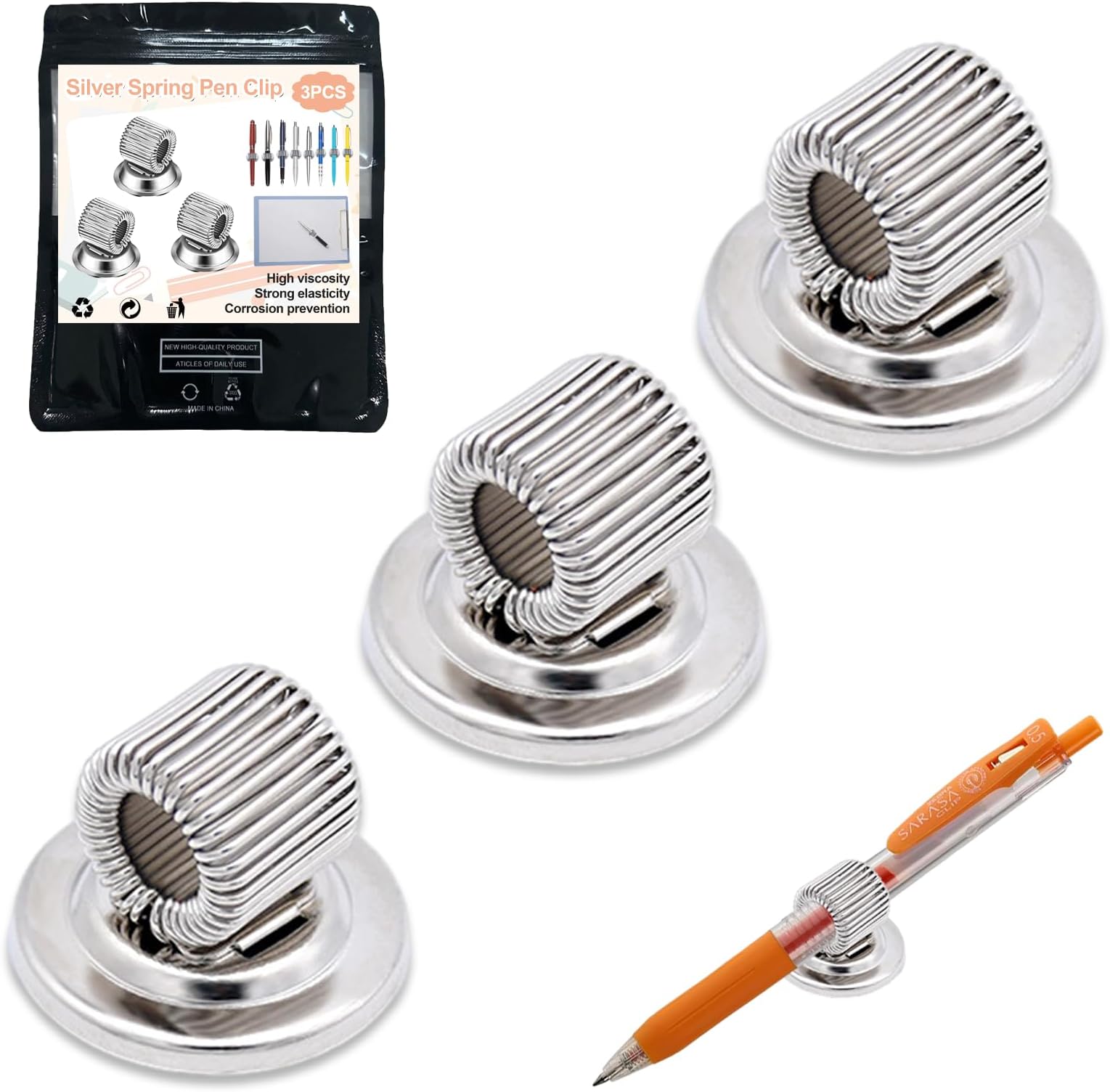 Single Pen Holders Organizer Clips, 3 Pcs Self-Adhesive Pen Holder ...