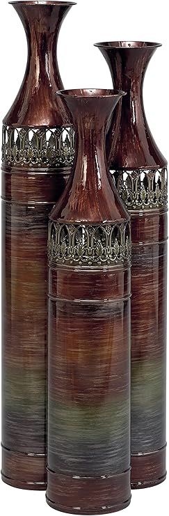 Amazon.com: Deco 79 Metal Cylinder Vase with Laser Cut Antefix Design ...