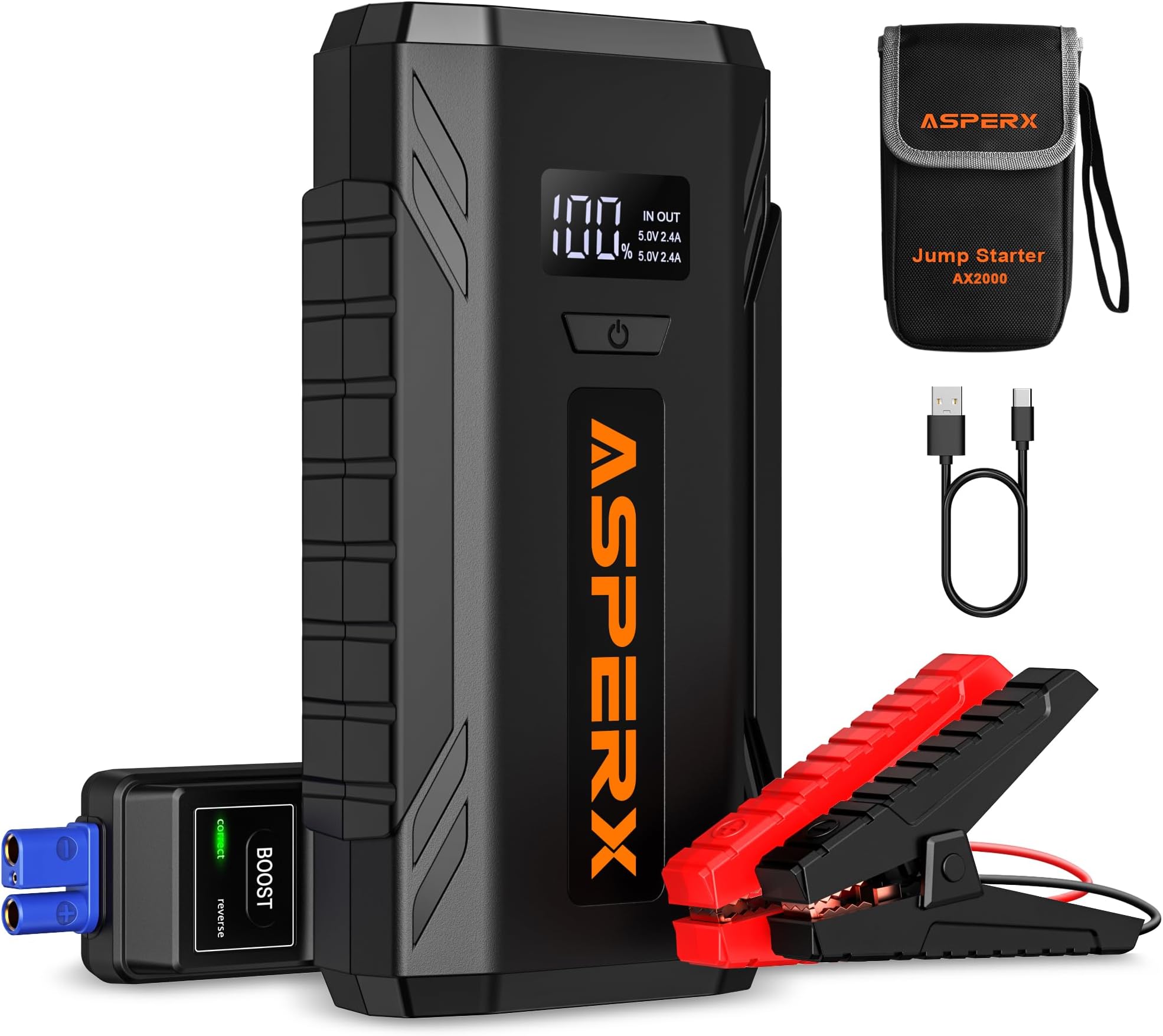 Jump Starter Power Pack (Up to 9.0L Gas,7.0L Diesel), 2000A Car Battery ...