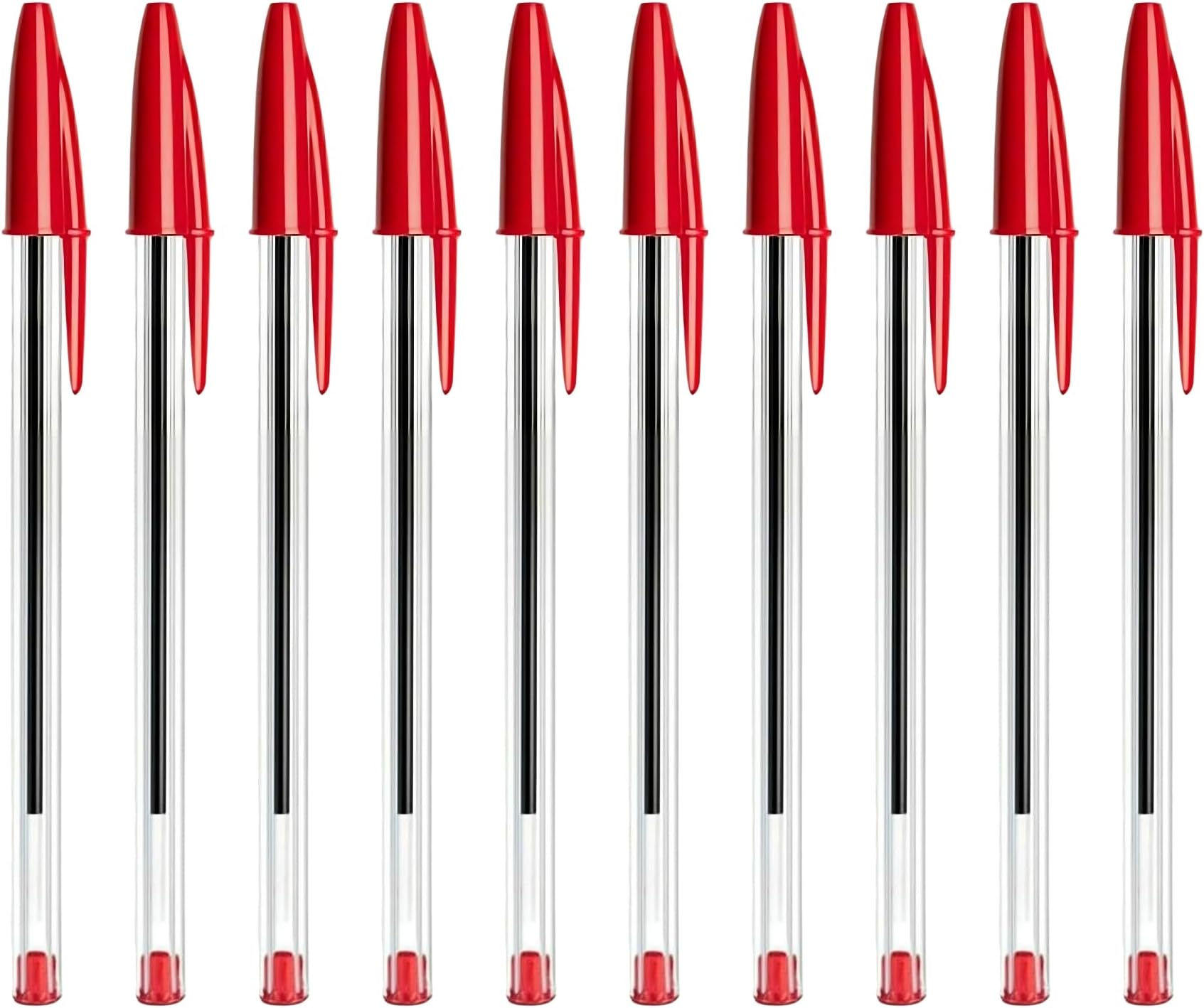 SOMCO - Pack Of 10 Red Biro Ballpoint Pens - Medium Tip - Premium Pen ...
