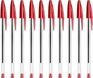SOMCO - Pack Of 10 Red Biro Ballpoint Pens - Medium Tip - Premium Pen ...