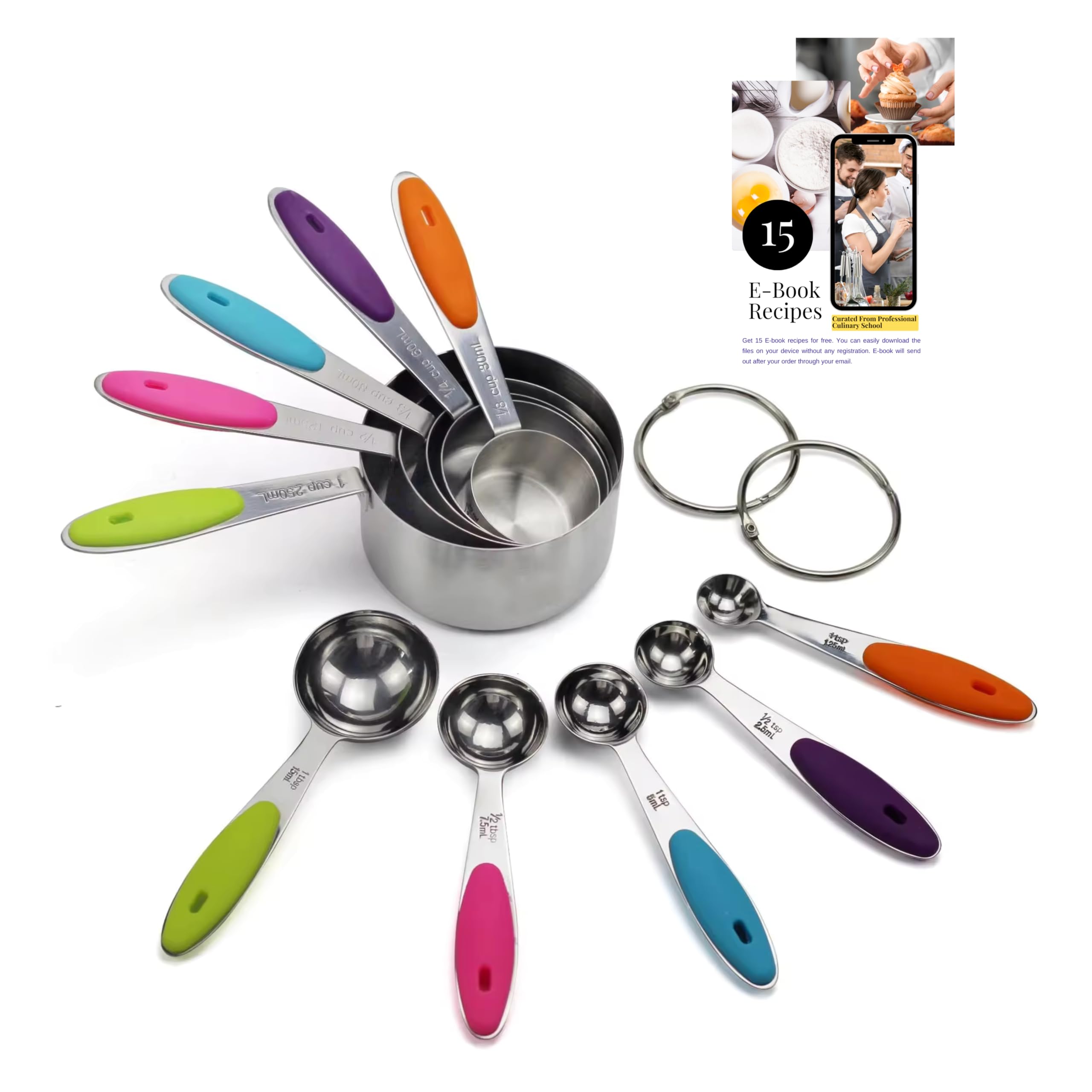 Amazon.com: Measuring Cup and Measuring Spoon Set, 5 Stainless Steel ...