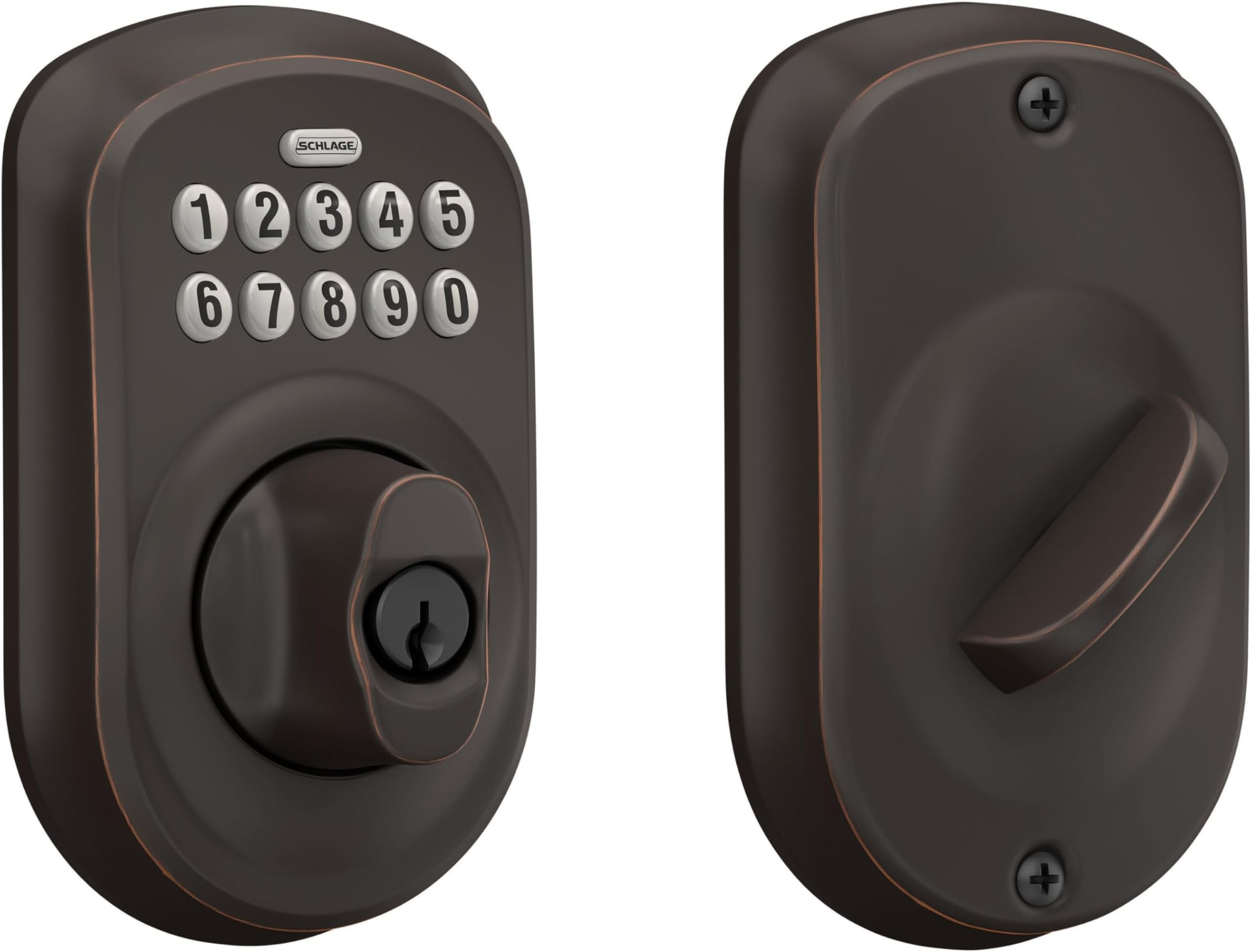 Schlage BE365 PLY 716 Plymouth Keypad Deadbolt, Electronic Keyless ...