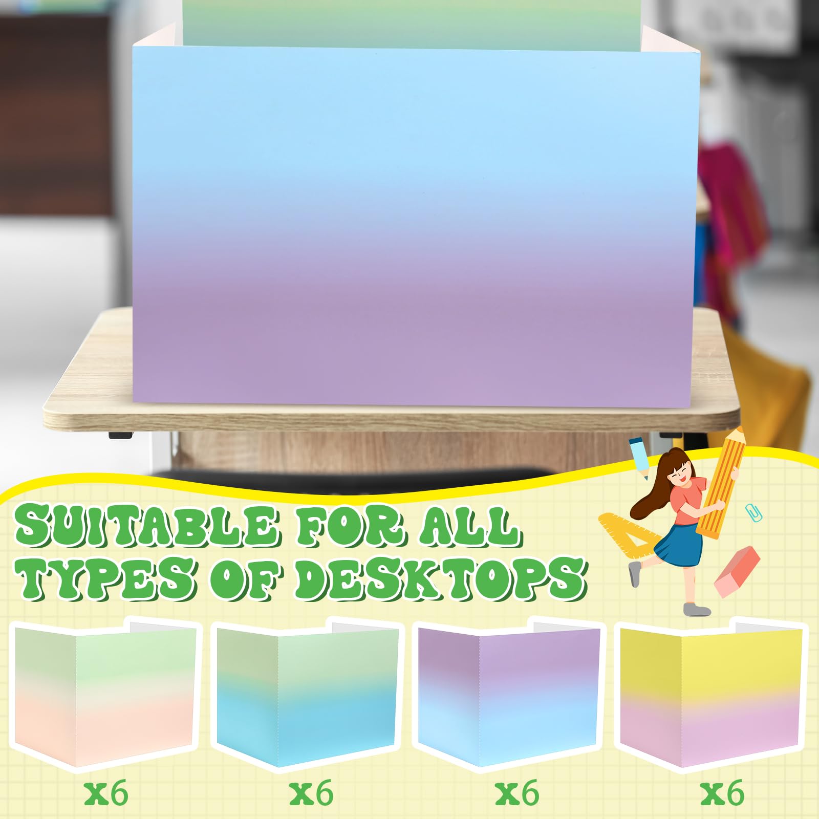 Snapklik.com : SATINIOR 24 Pcs Desk Dividers For Students, 12 Colors ...