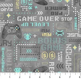 Amazon.com: Northcott Gaming Zone 24571 94 Grey Words : Video Games