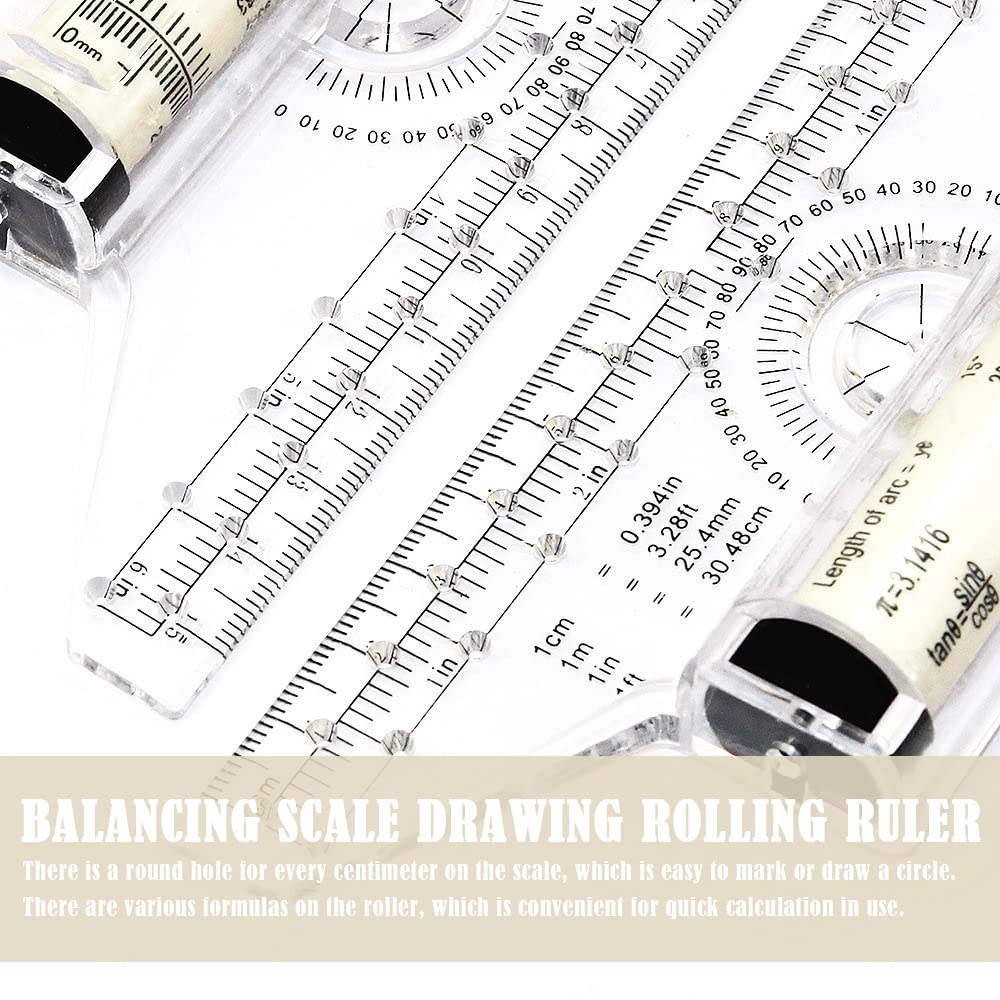 2 Pcs 15cm Rolling Ruler Measuring Parallel Rulers Balancing Scale ...