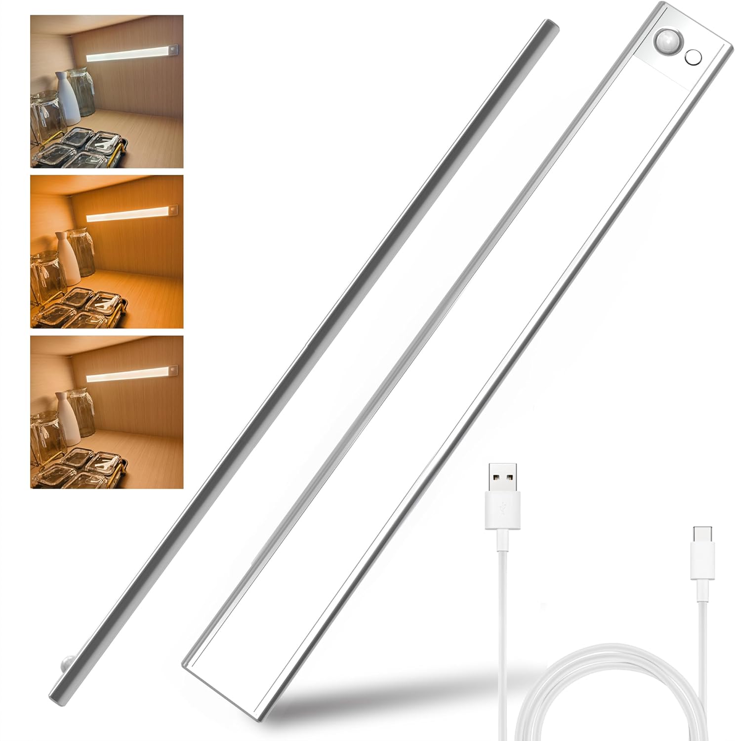 HINITOYOU Led Under Cabinet Motion Sensor Lights USB Rechargeable for ...