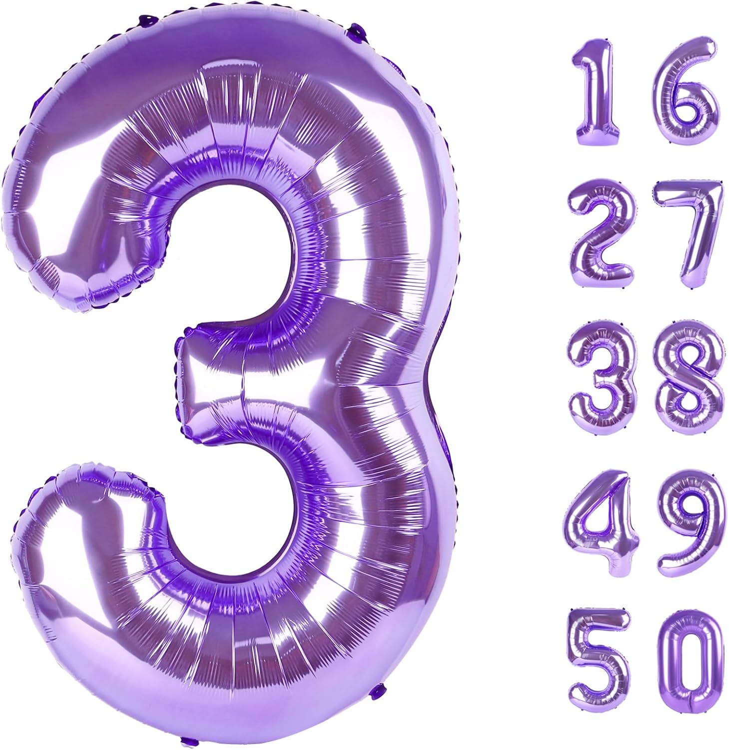 Amazon.com: 40 Inch Balloon Purple Number 3 Big Foil Helium Number ...