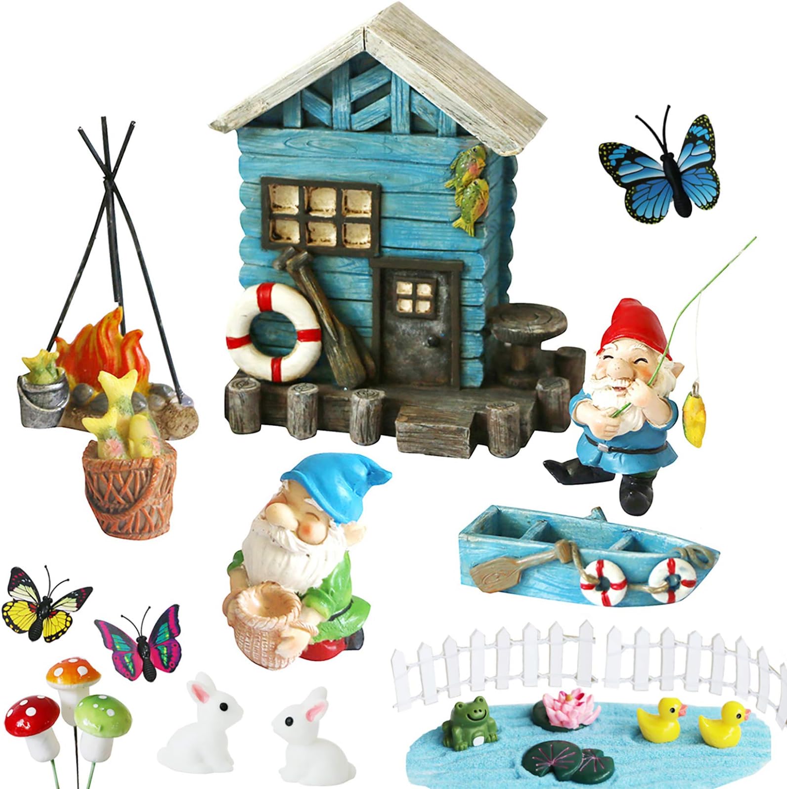 Amazon.com: Jetec Gnomes Fairy Resin Statues Miniature Garden ...