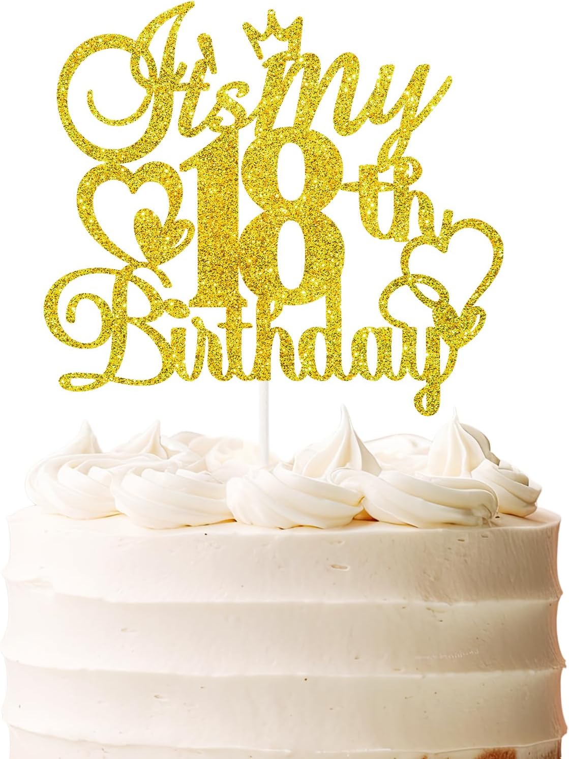 Amazon.com: LECAKTO It's My 18th Birthday Cake Topper - Gold Glitter ...