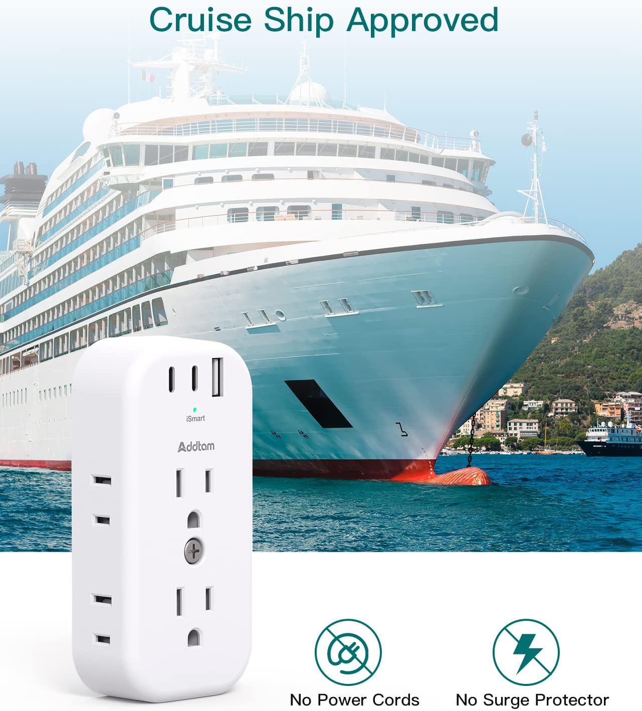 Addtam – Extensor de toma de corriente múltiple – Divisor eléctrico de ...
