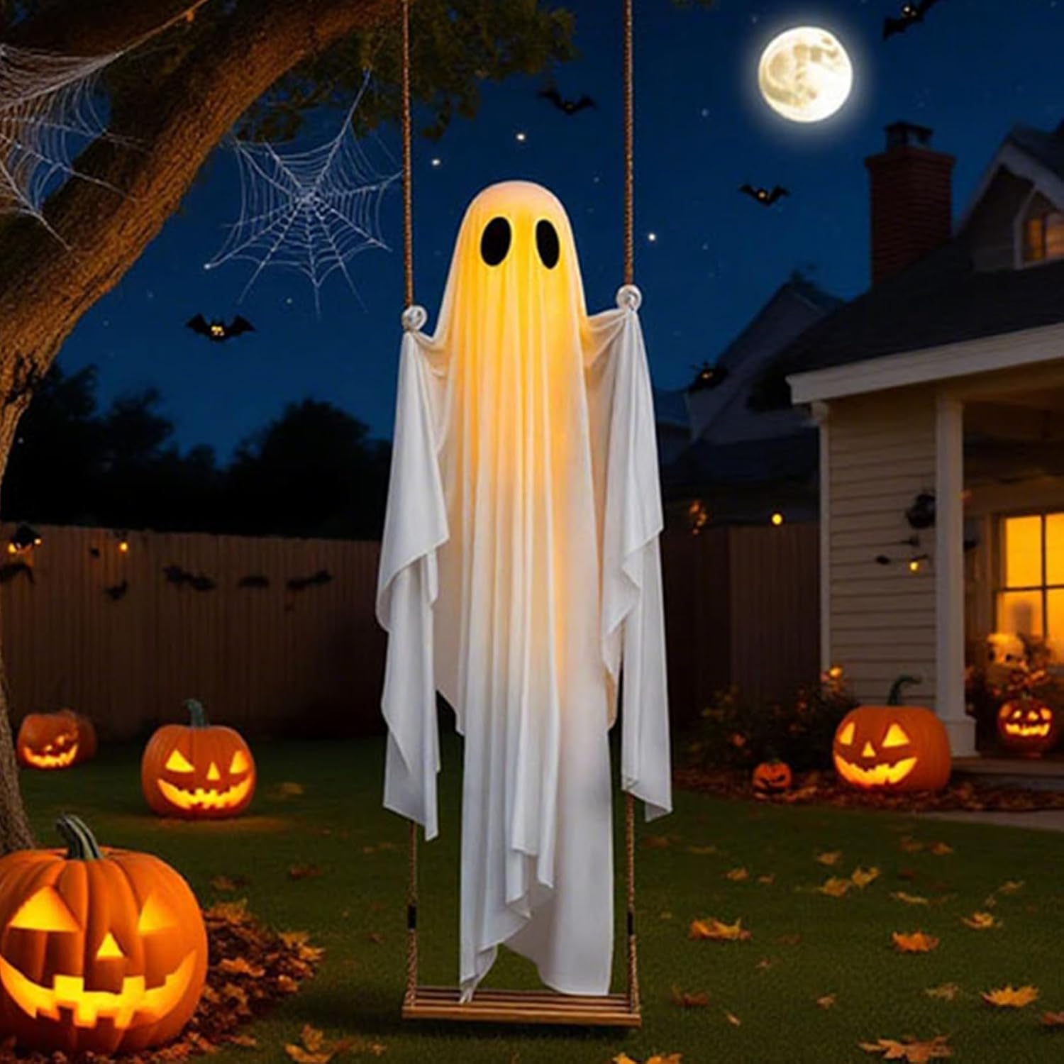 Amazon.com: Halloween Decorations Outdoor, Halloween Ghost On A Swing ...