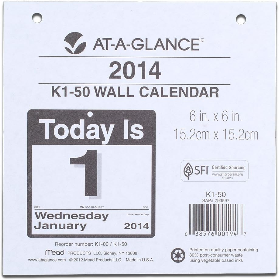Amazon.com: AAGK450 - At-A-Glance Today is Daily Wall Calendar Refill ...