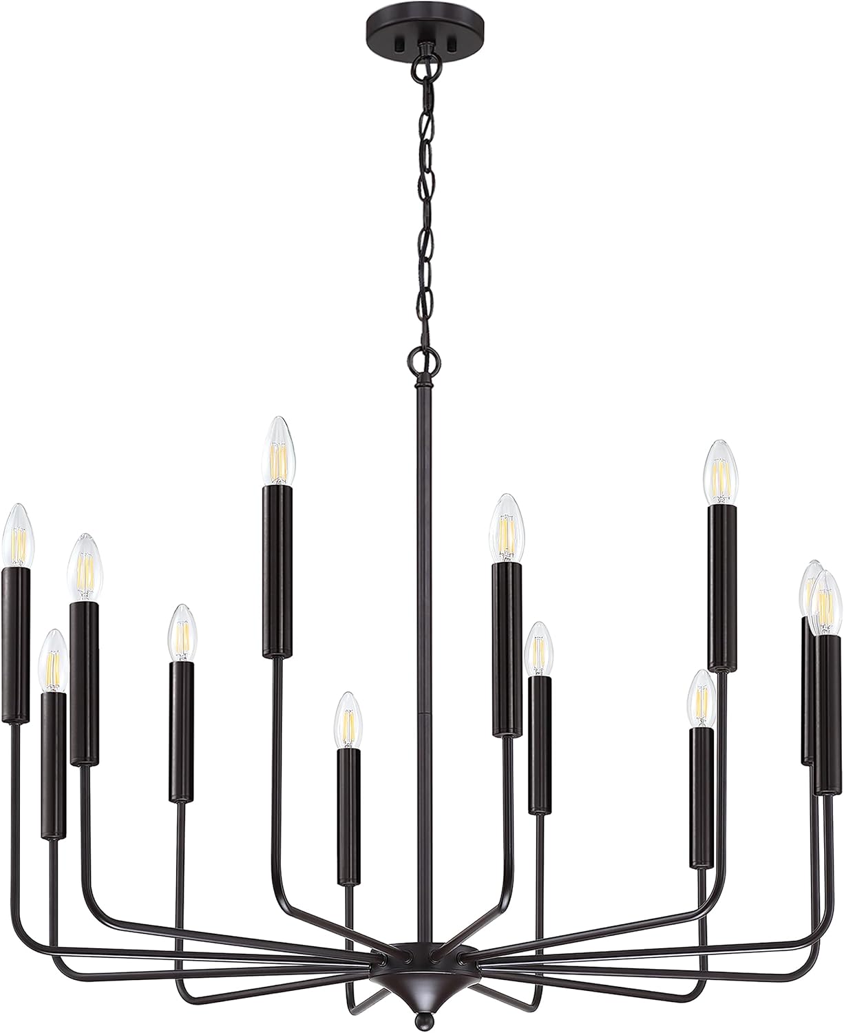 Dolaimy House 12 Light Rustic Industrial Iron Rod Chandeliers Lighting ...