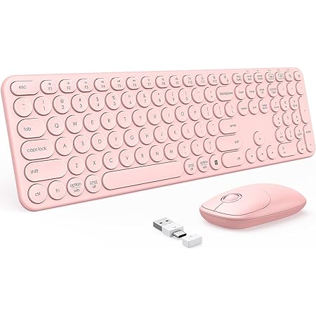 Amazon.com: Pink Wireless Keyboard and Mouse with USB and Type C ...