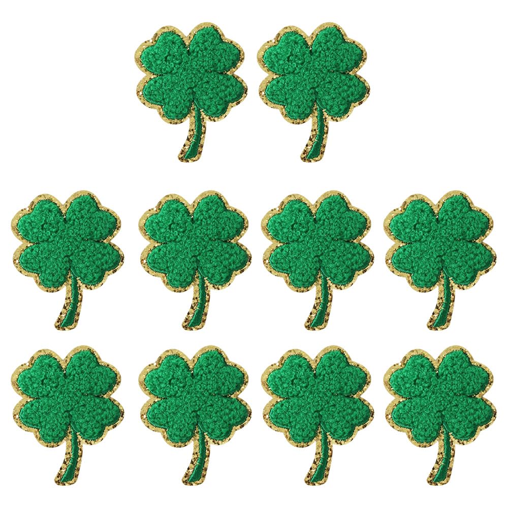 Amazon.com: Ximimark 10 pcs Clover Iron On Patches Chenille Embroidered ...