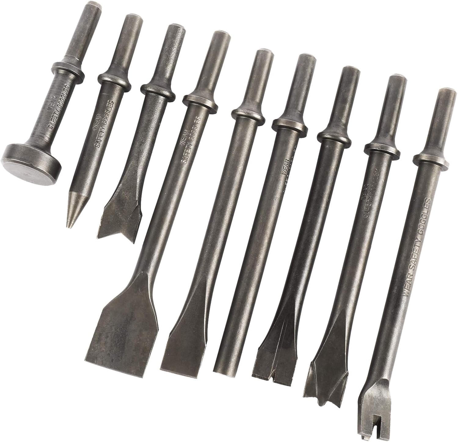 KUNTEC 9Pcs Pneumatic Chisel Tool Air Hammer Punch Chipping Bits Set 0. ...